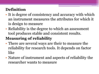 Reliability and validity- research-for BSC/PBBSC AND MSC NURSING | PPTX
