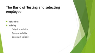 Reliability Validity Of Selection Tests Pptx
