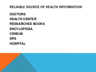 Reliable and unreliable health information.pptx