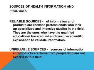 Reliable and unreliable health information.pptx