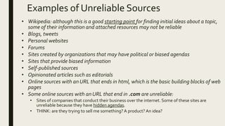 Reliable and Unreliable Sources | PPTX