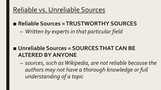 Reliable and Unreliable Sources | PPT