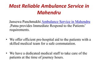 Reliable Emergency Ambulance in Gandhi Maidan and Mahendru by Jansewa ...