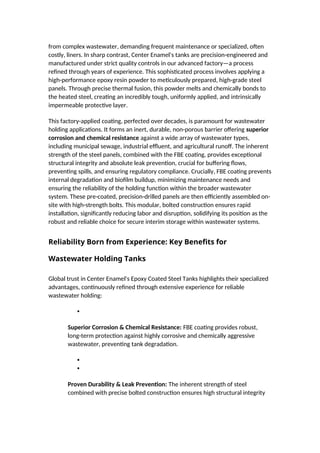 Reliable Epoxy Coated Steel Wastewater Holding Tanks Designed for ...