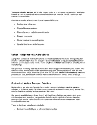 Reliable Non-Emergency Medical Transportation: Empowering Independence ...