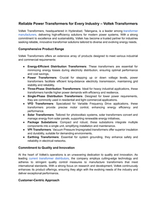Reliable Power Transformers for Every Industry – Voltek Transformers | PDF
