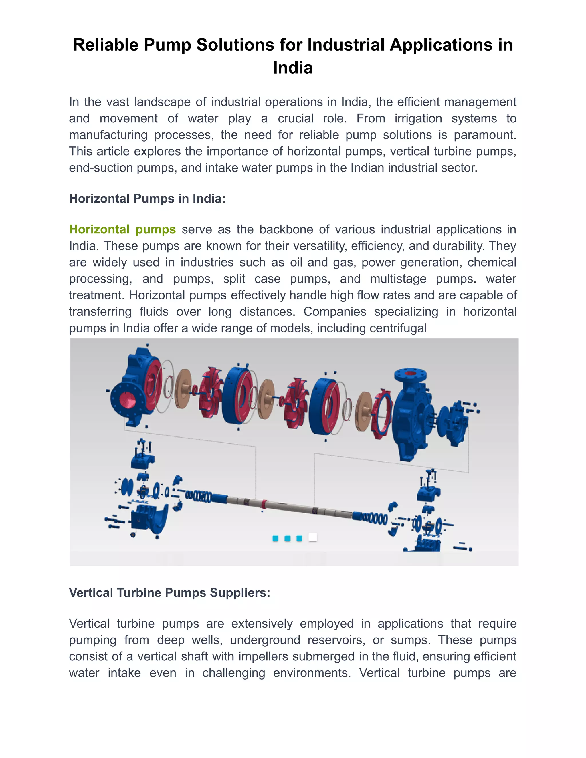 Reliable Pump Solutions for Industrial Applications in India | PDF