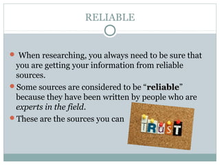 Reliable resources powerpoint | PPT