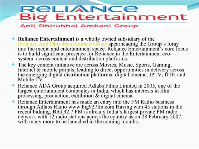 Reliance | PPT | Large Business | Business