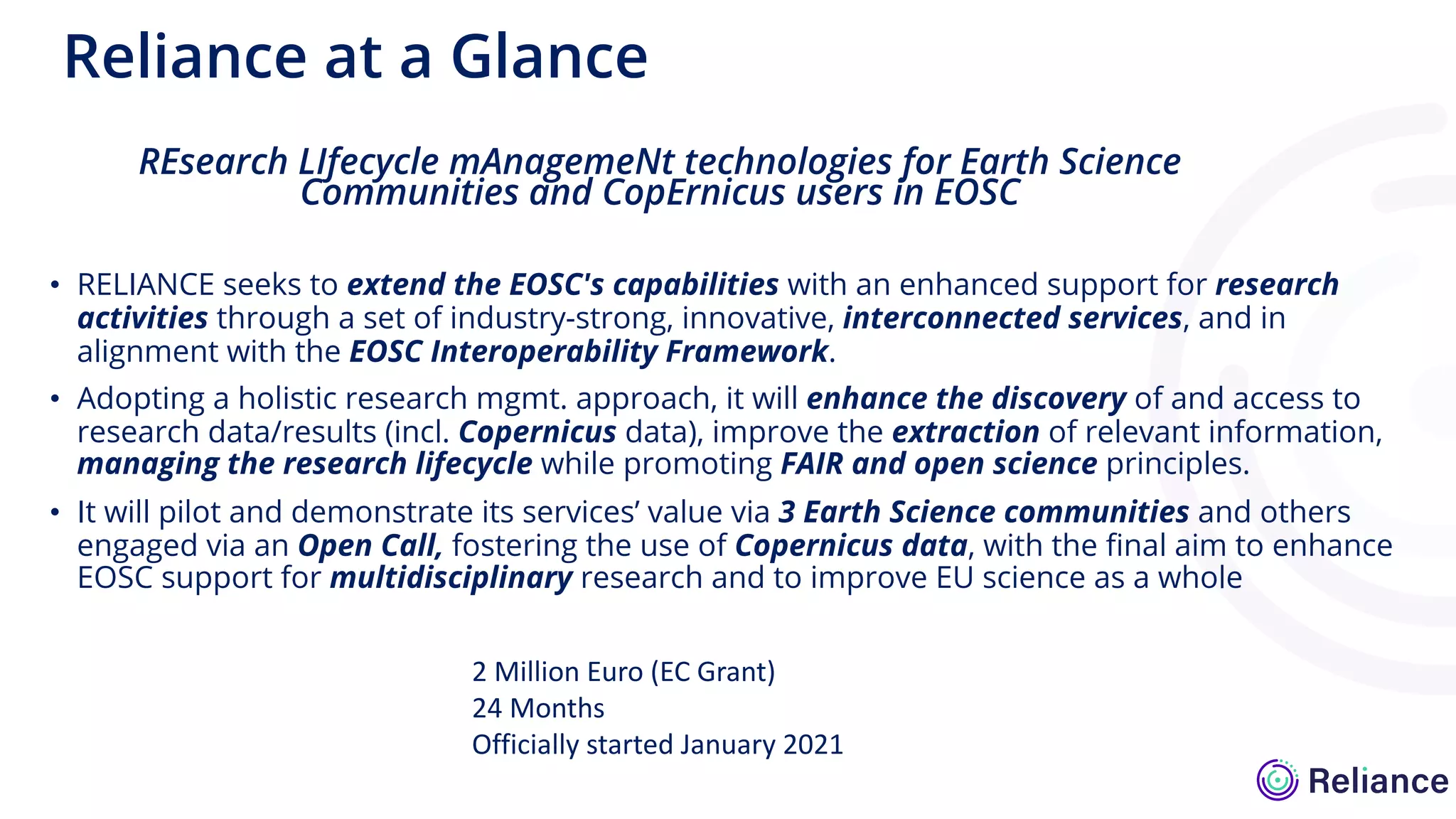 Reliance project introduction | PPT