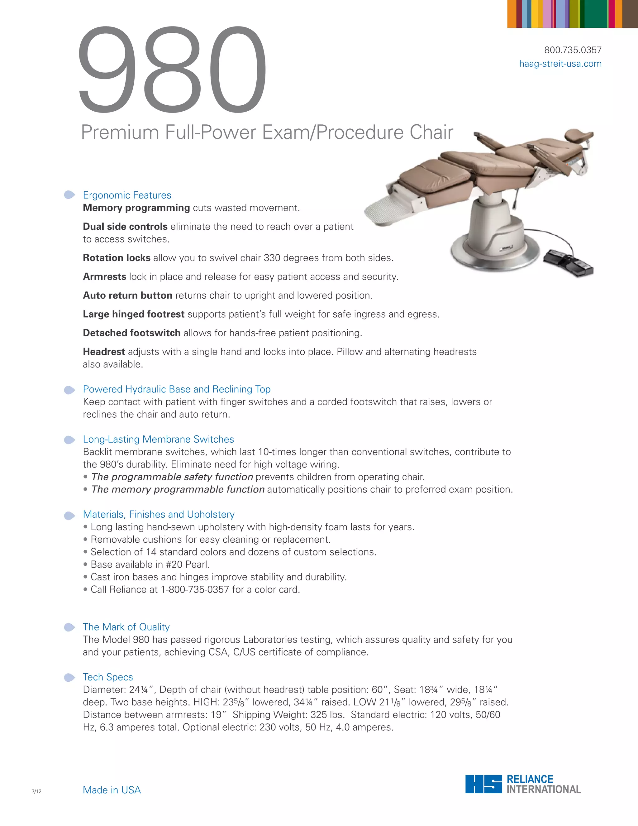 Reliance 980 chair | PDF