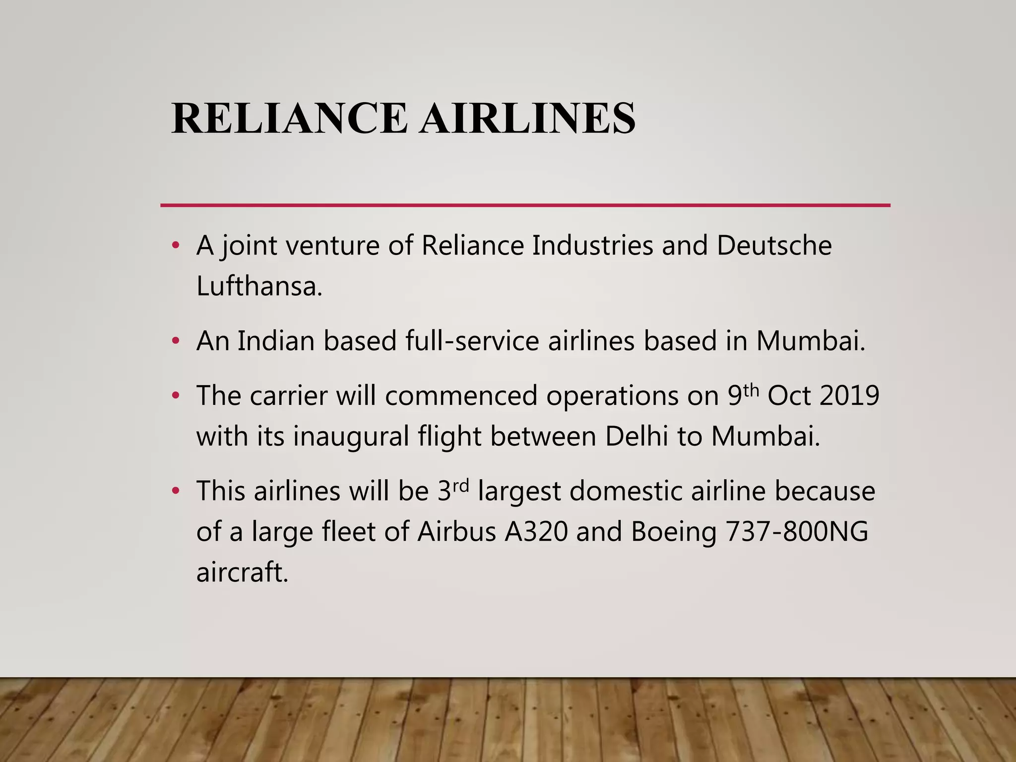 Reliance airlines | PPTX