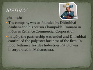 Reliance industries and group of companies | PPTX