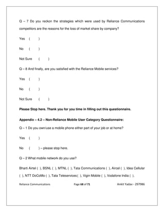 Reliance communications dissertation | PDF