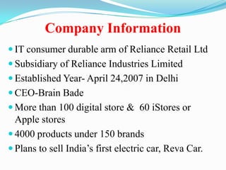 Reliance digital in brief by Amiya | PPTX