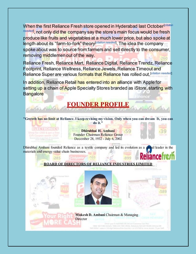 Reliance fresh | DOCX