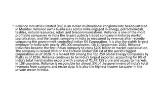 Reliance industries an overview of the company | PPTX