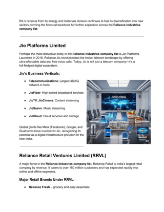Reliance Industries Company List_ Powering India’s Economic ...