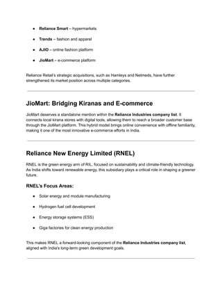Reliance Industries Company List_ Powering India’s Economic ...