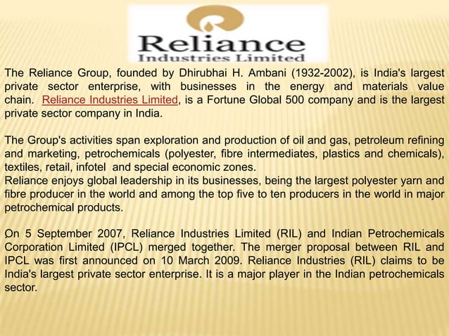 Reliance industries csr | PPTX