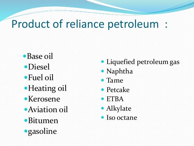 Reliance Products List