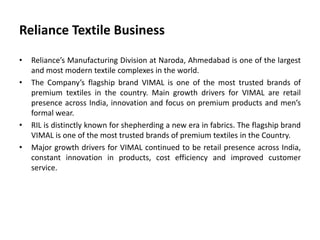 Reliance industries Marketing analysis Project | PPTX