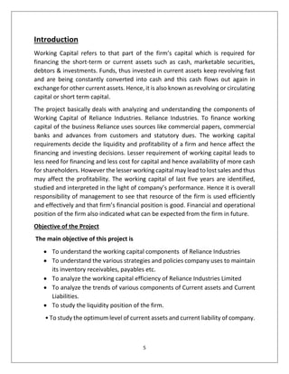 Reliance industries working capital project | PDF