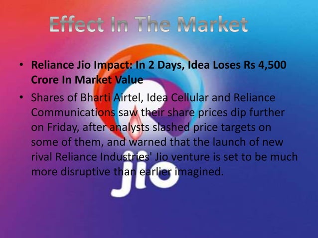 Reliance jio | PPTX | Telecommunications Industry | Industries