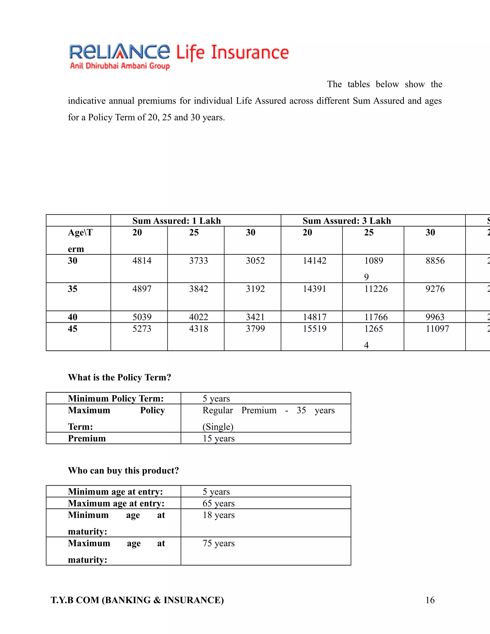 Reliance life insurance | RTF