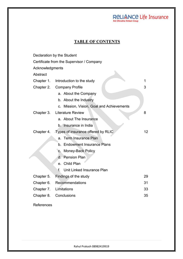 Reliance life insurance project | PDF | Life Insurance | Insurance