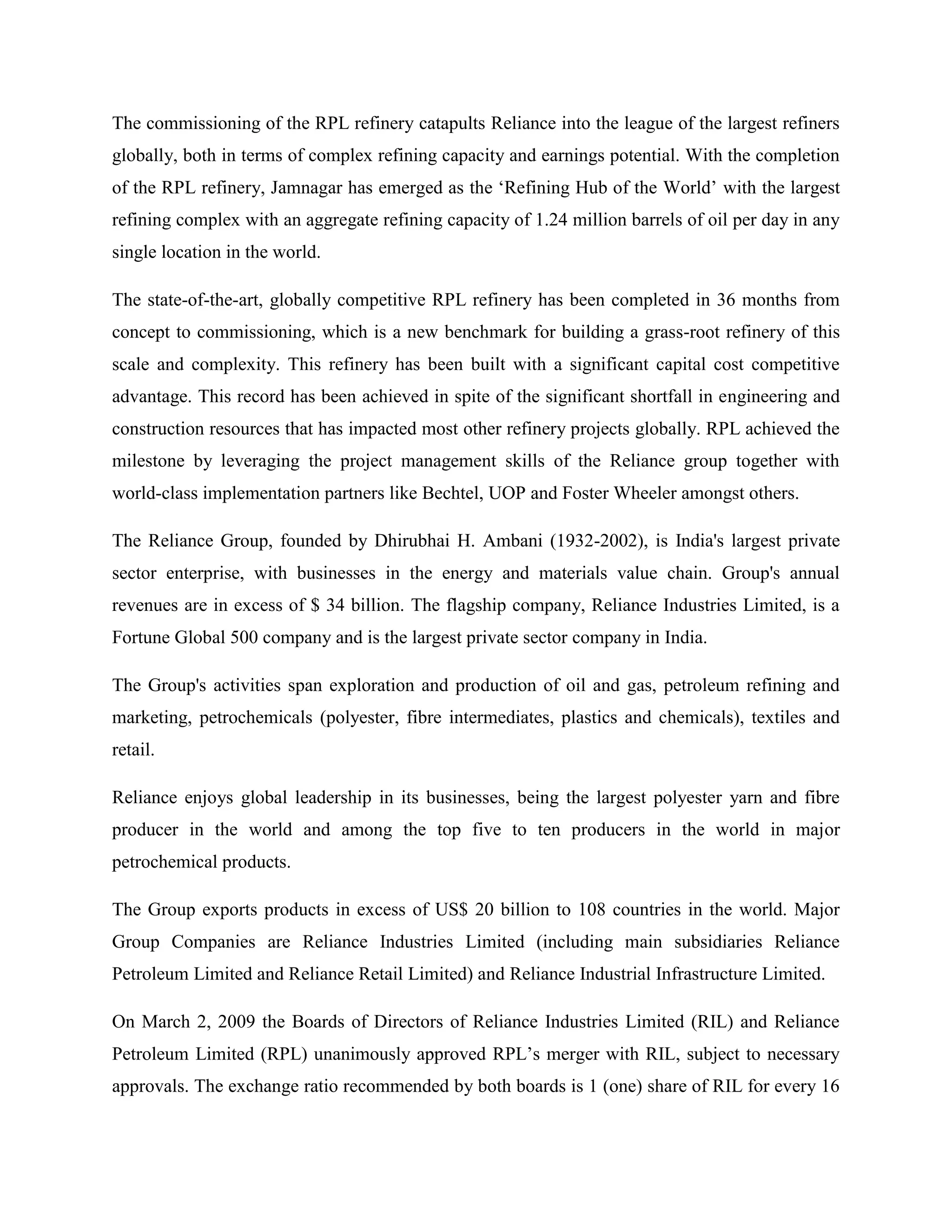 Reliance petroleum limited | DOCX