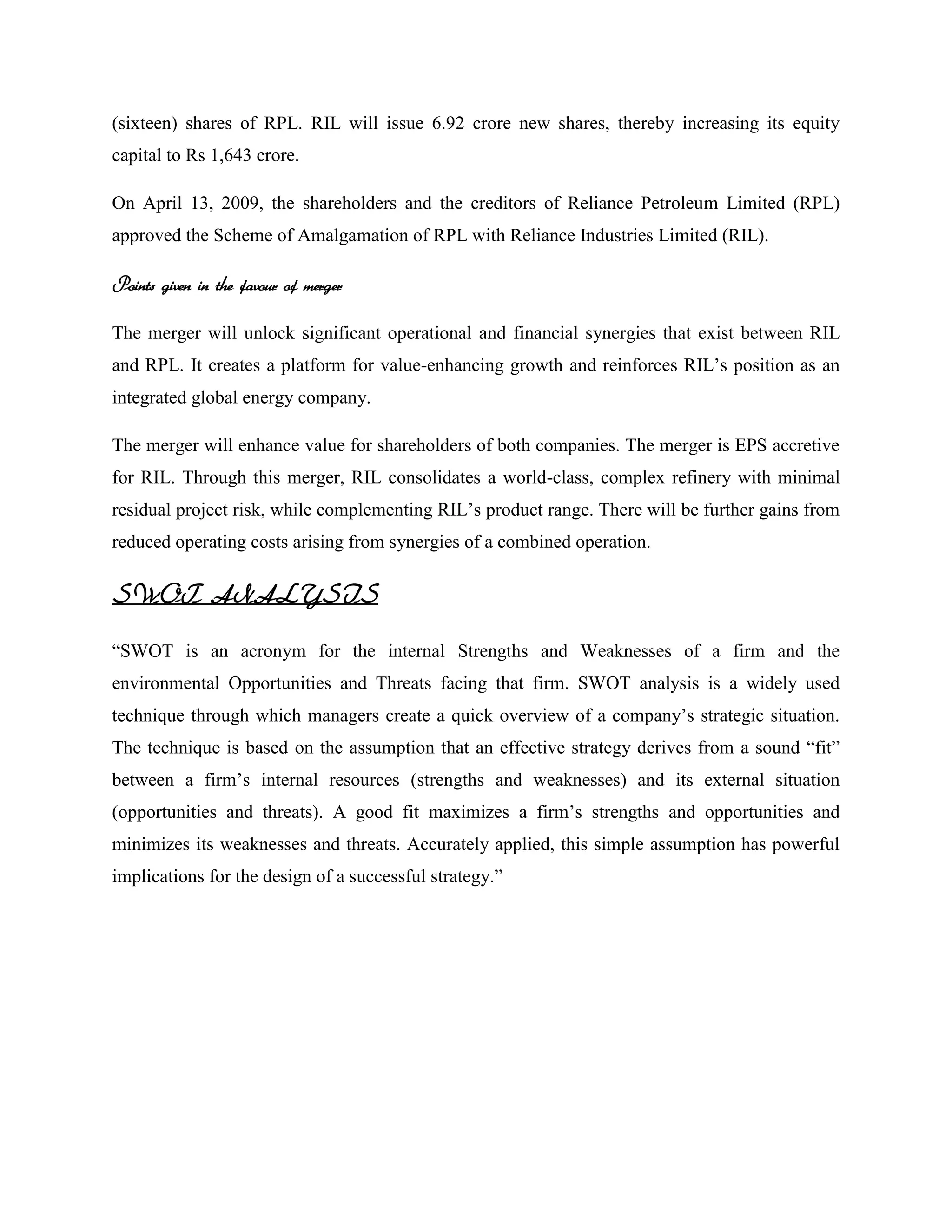 Reliance petroleum limited | DOCX
