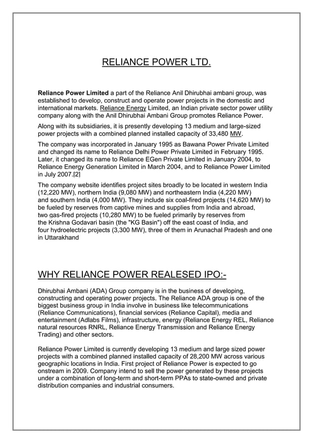 Reliance power ltd | PDF