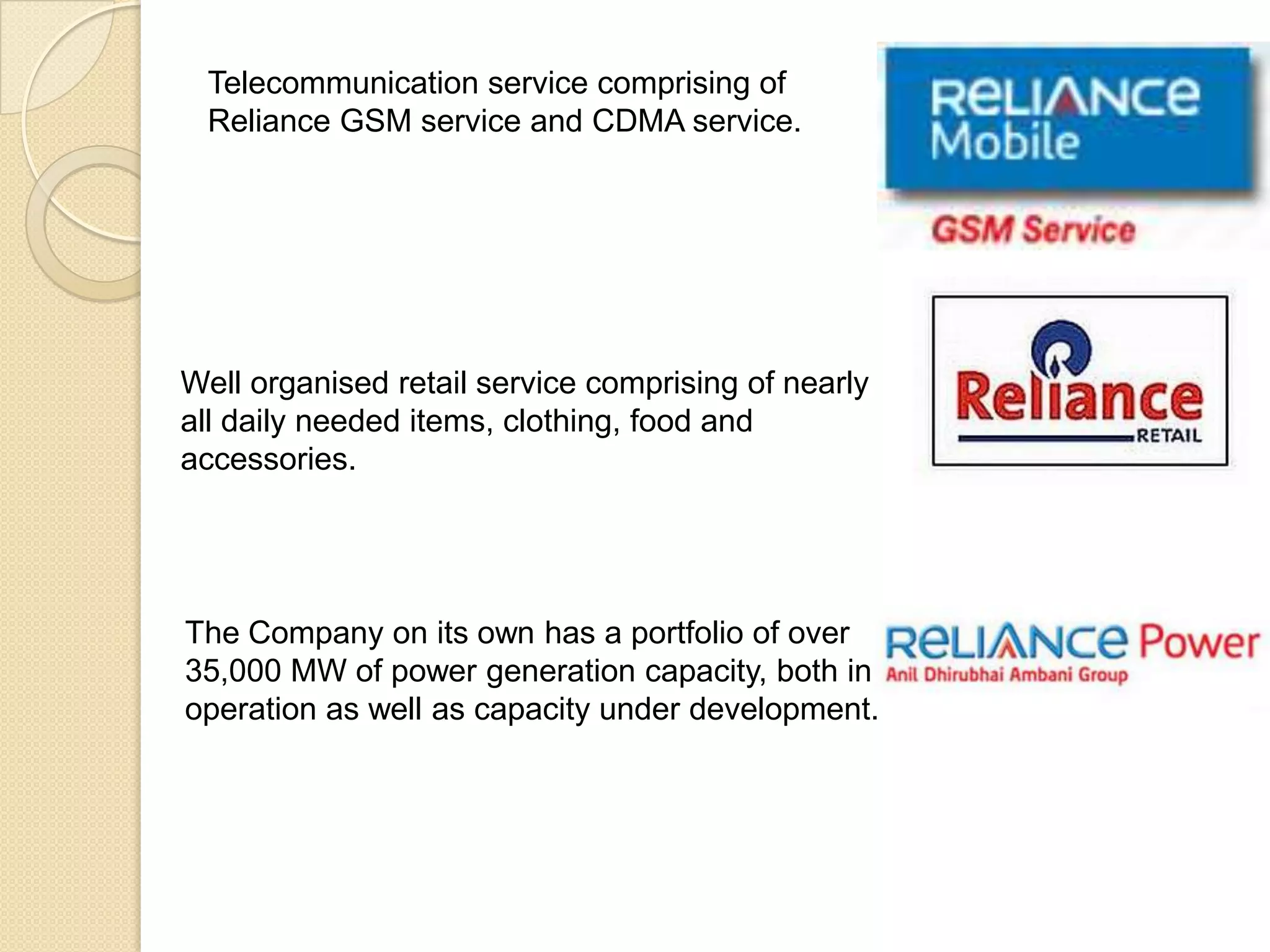 Reliance presenation, Full company Profile, History and Future | PPTX