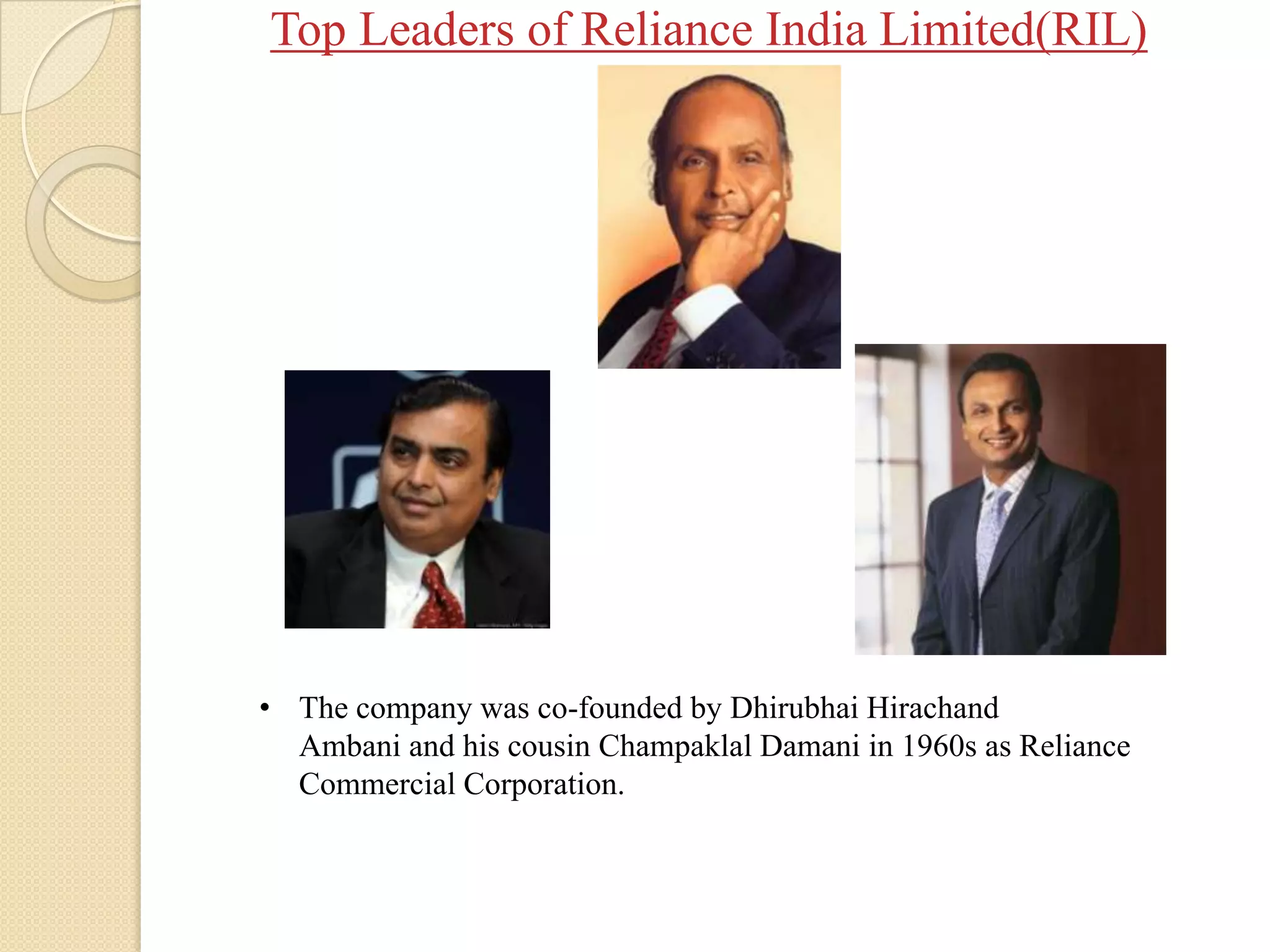 Reliance presenation, Full company Profile, History and Future | PPTX