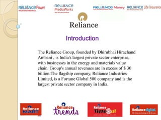 Reliance presenation, Full company Profile, History and Future | PPTX