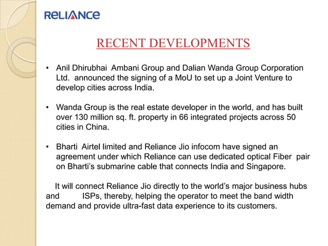 Reliance presenation, Full company Profile, History and Future | PPTX ...