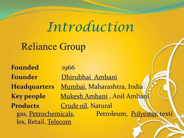 Reliance presentation | PPTX