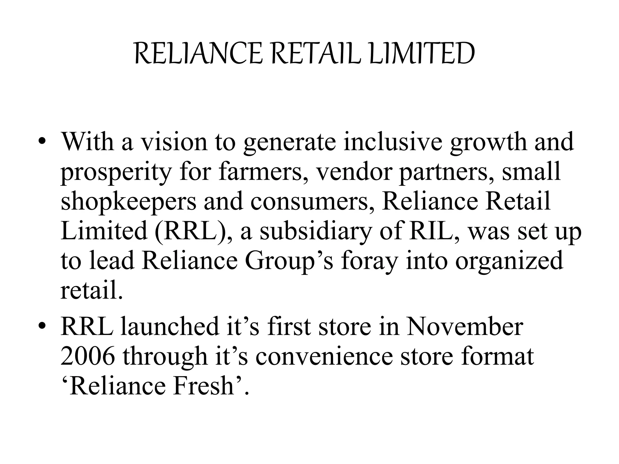 Reliance retail | PPTX