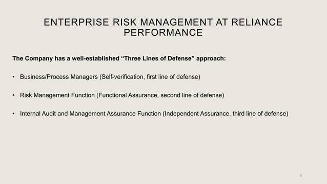 Reliance’s Risk Management Framework.pptx | Currencies | Economy
