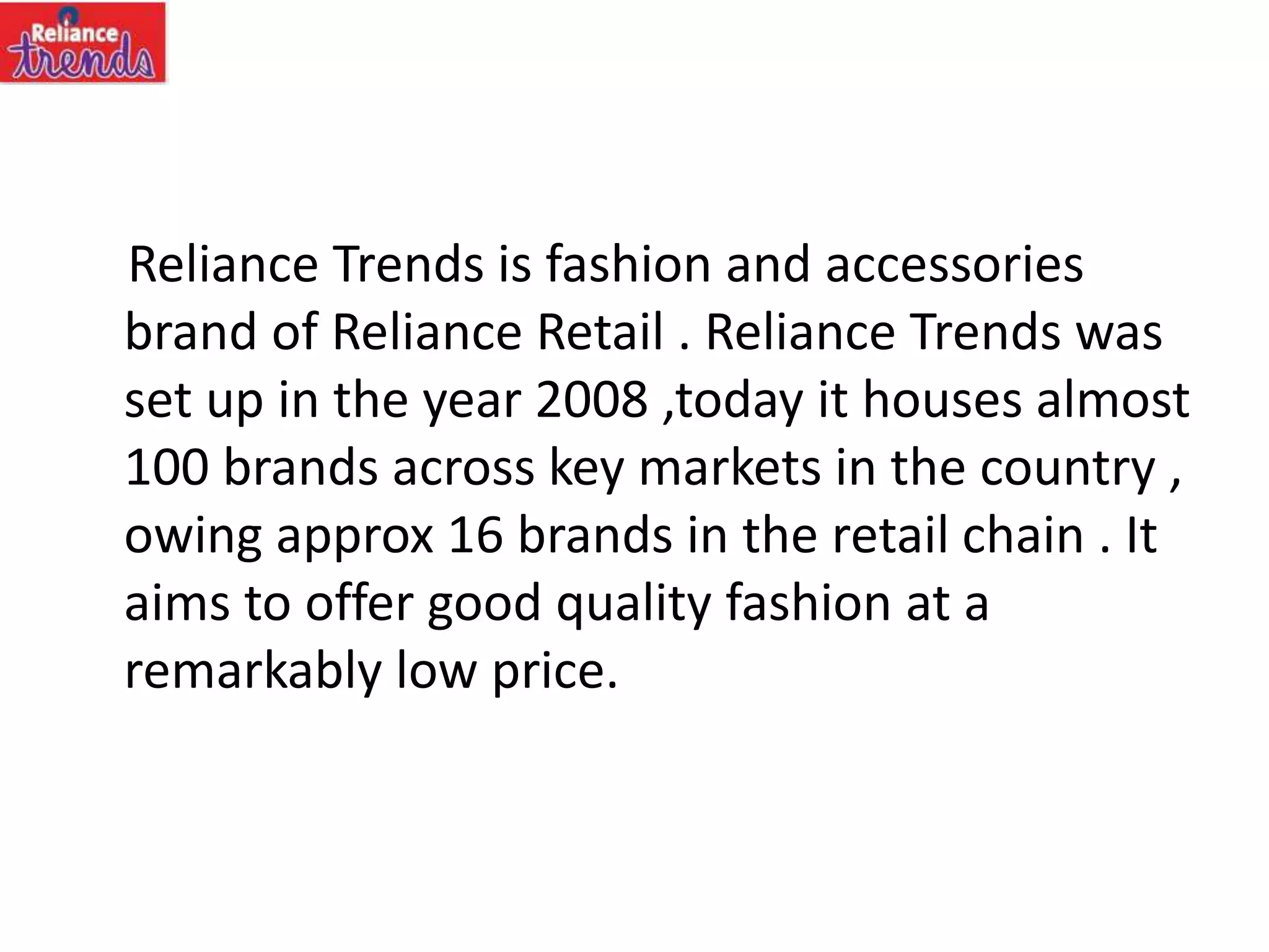 Reliance trends | PPTX
