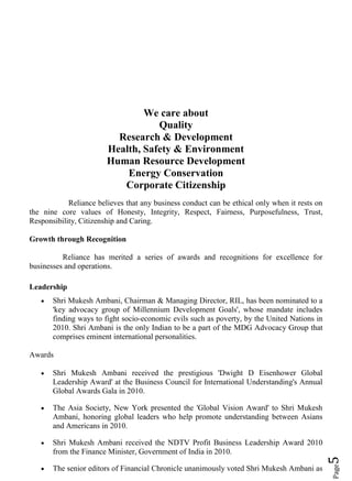 Reliance work report | DOCX