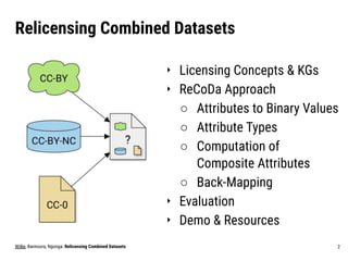 Relicensing Combined Datasets (ReCoDa) | PPT