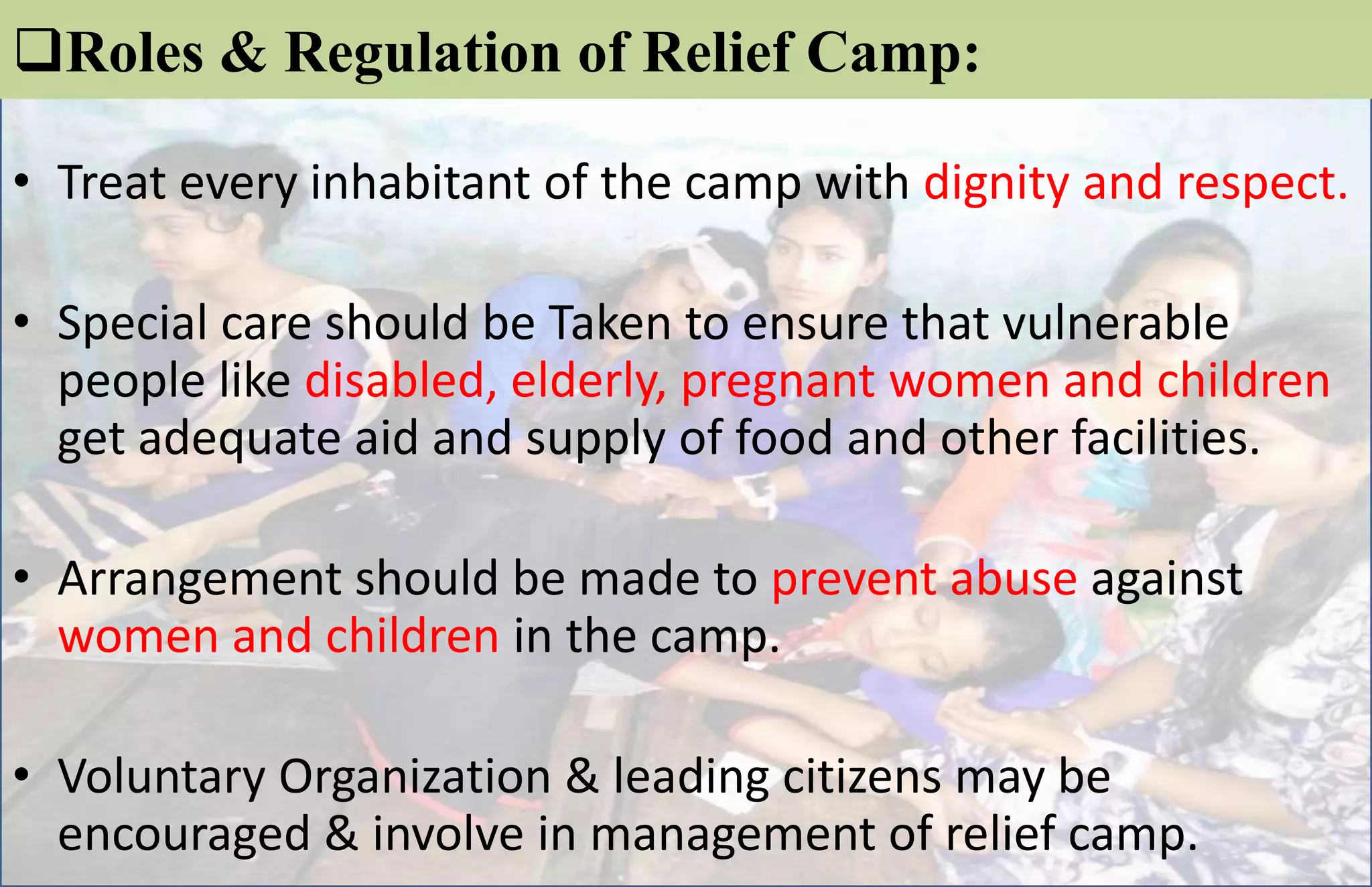 Relief camp Management and camp incharege | PPTX