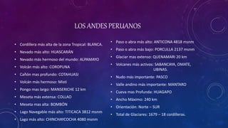 RELIEVE ANDINO. Andes sudamericanos y peruanos. | PPTX