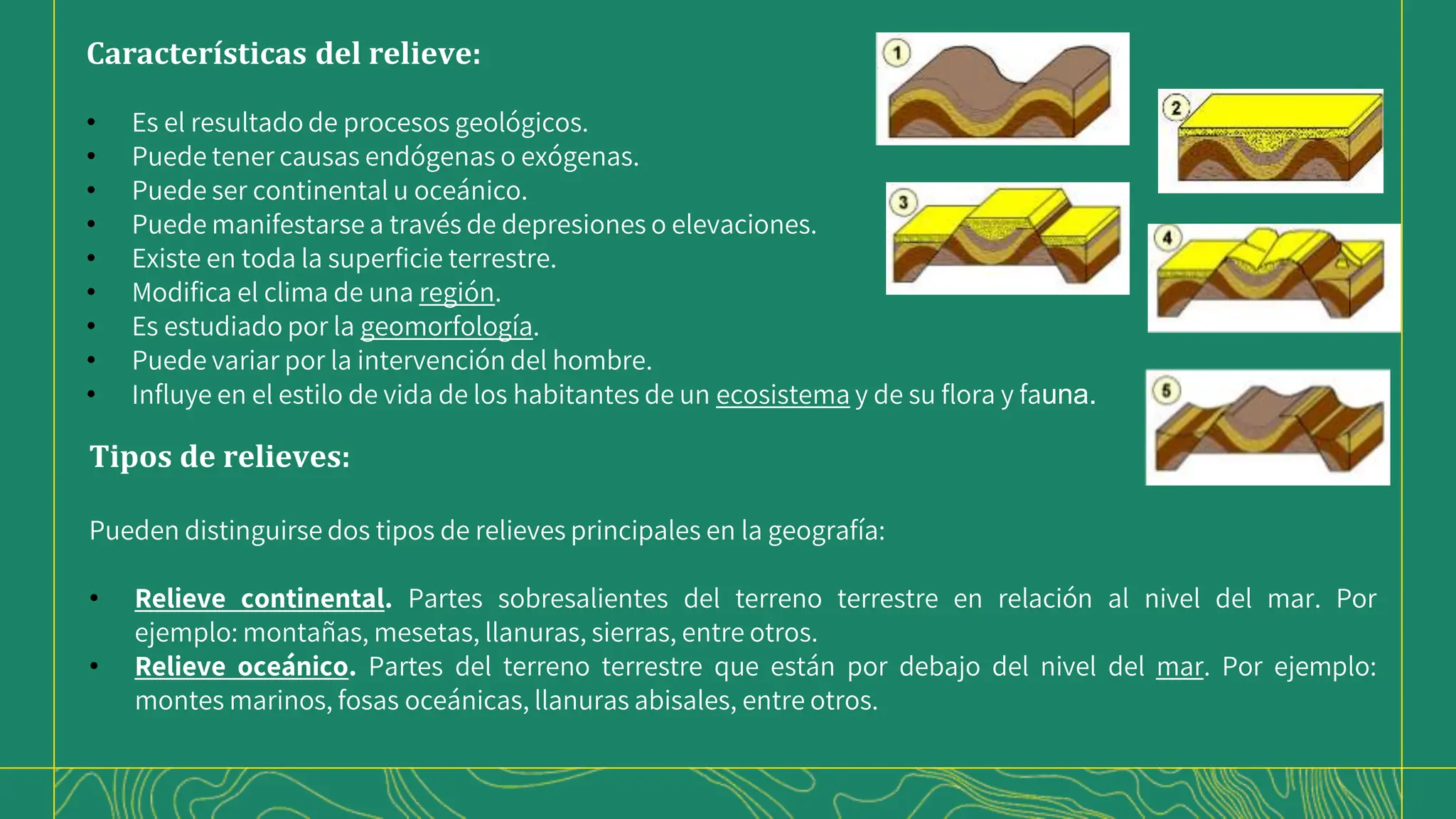 Relieve, Cuencas y curvas de nivel representación gráfica | PPTX