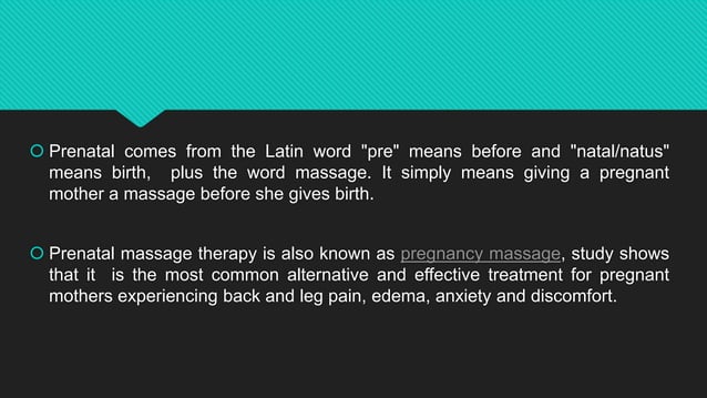 Relieves pregnancy pains and discomforts prenatal massage | PPT
