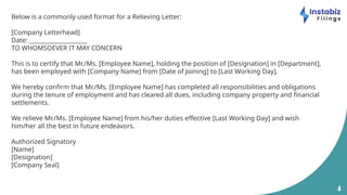 Relieving Letter Format: Easy Steps to Follow | PPTX