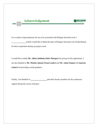 Religare financial p-197 fit hait tabhi to hit hai | DOC
