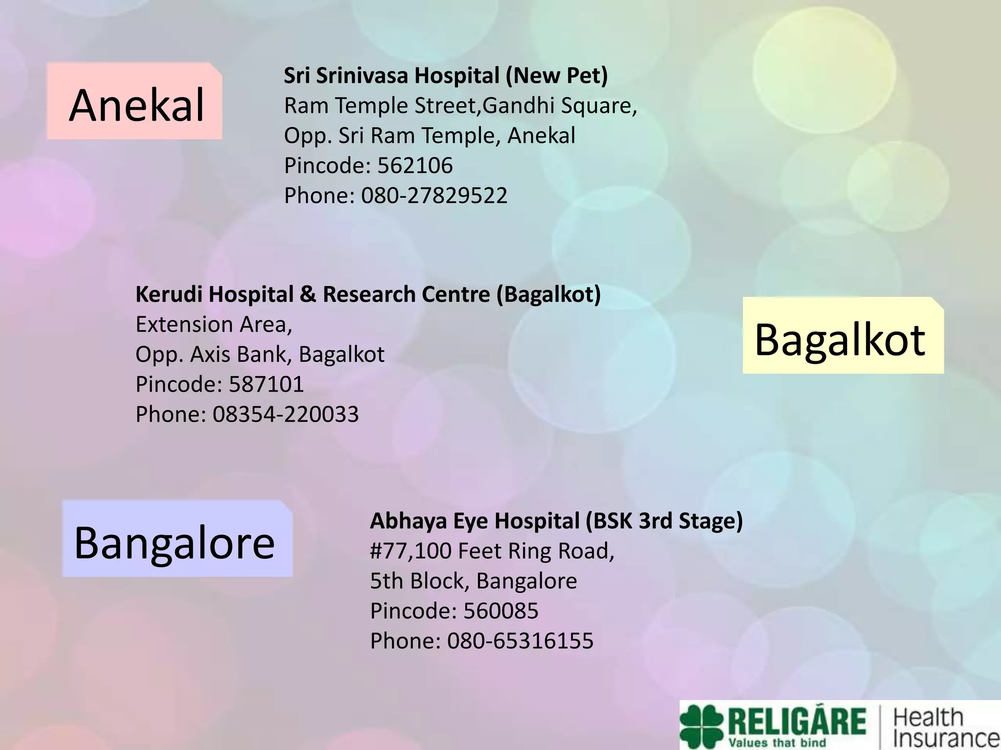 Religare Health Insurance- Network Hospital In Karnataka | PPT